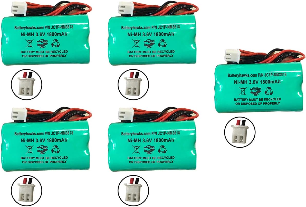 Amazon.com: (5 Pack) 3.6v 1800mAh Ni-MH Solar Light Battery Pack ...
