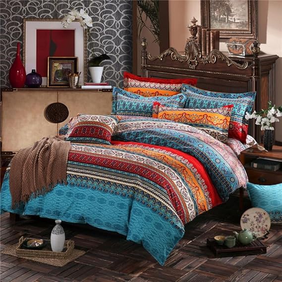 Amazon.com: HIPPIL Bohemian Duvet Cover Sets 3Pcs Retro Court Style ...
