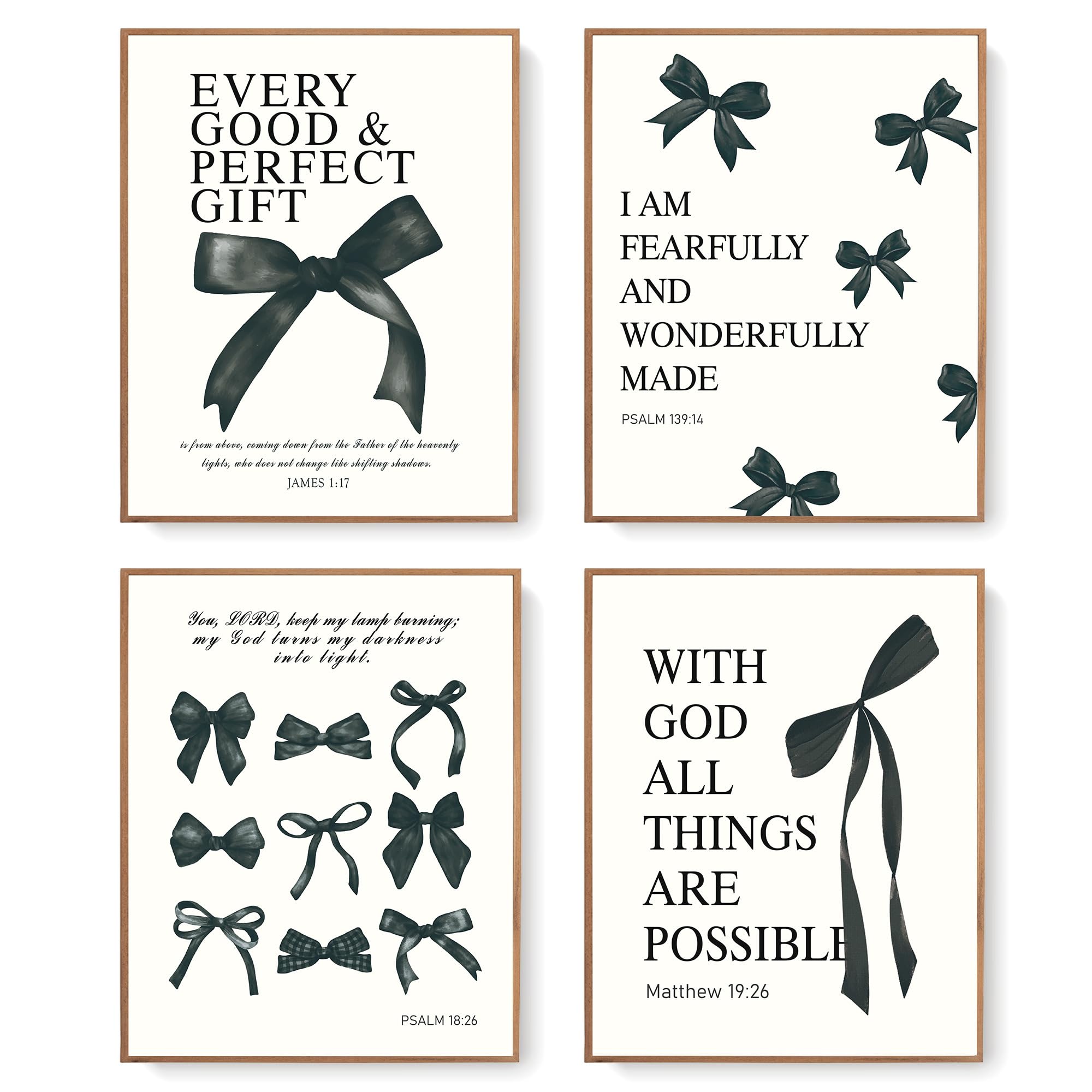 Amazon.com: LARTSFRO Coquette Black Bow Bible Wall Art Decor Poster ...