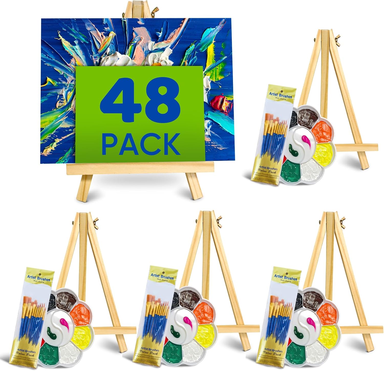 Amazon.com: PHINOYA 48 PCS Painting Set with Easels, 4 PCS Wood Easels ...