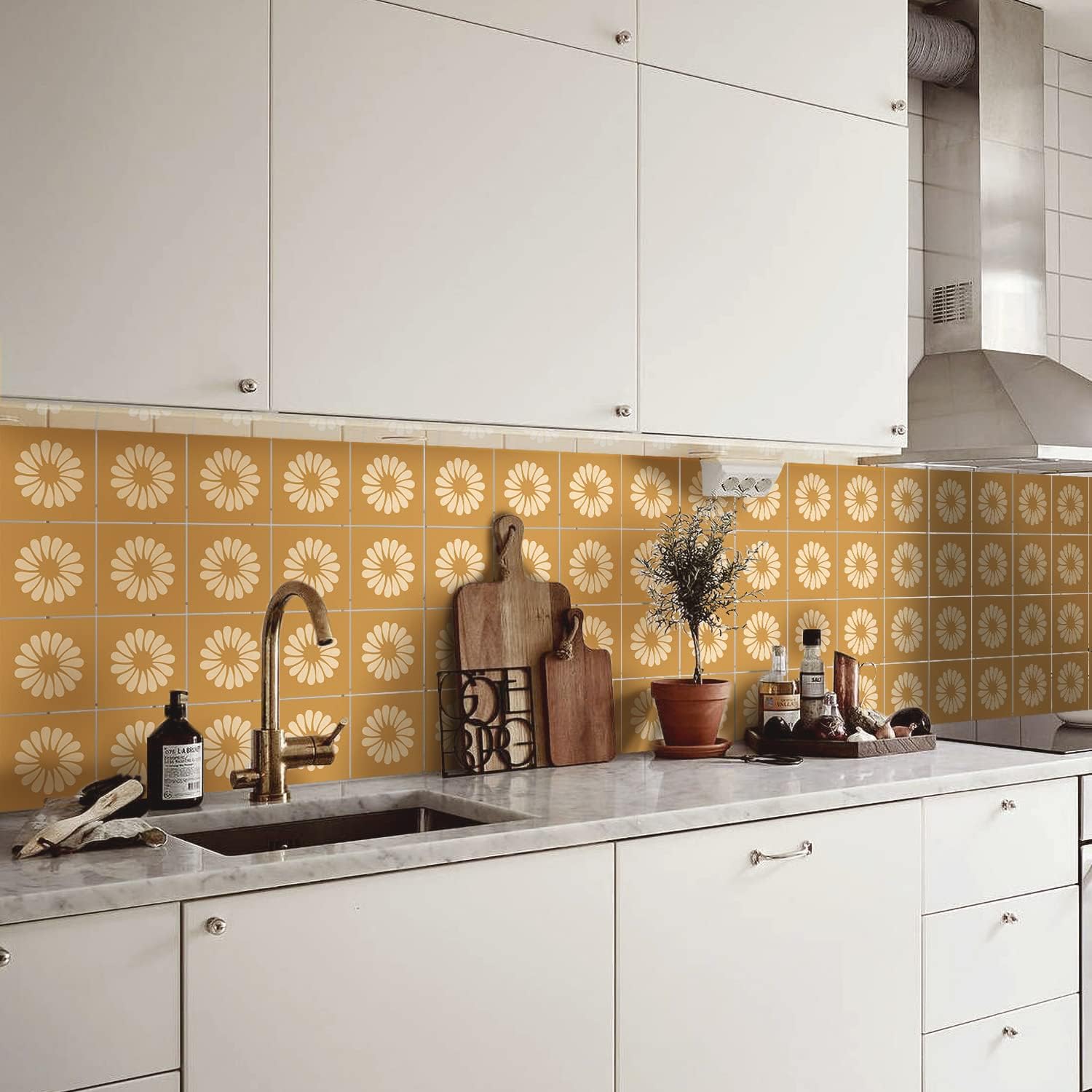 Amazon.com: Boho Art Peel and Stick Vinyl Tile Stickers, Self-Adhesive ...