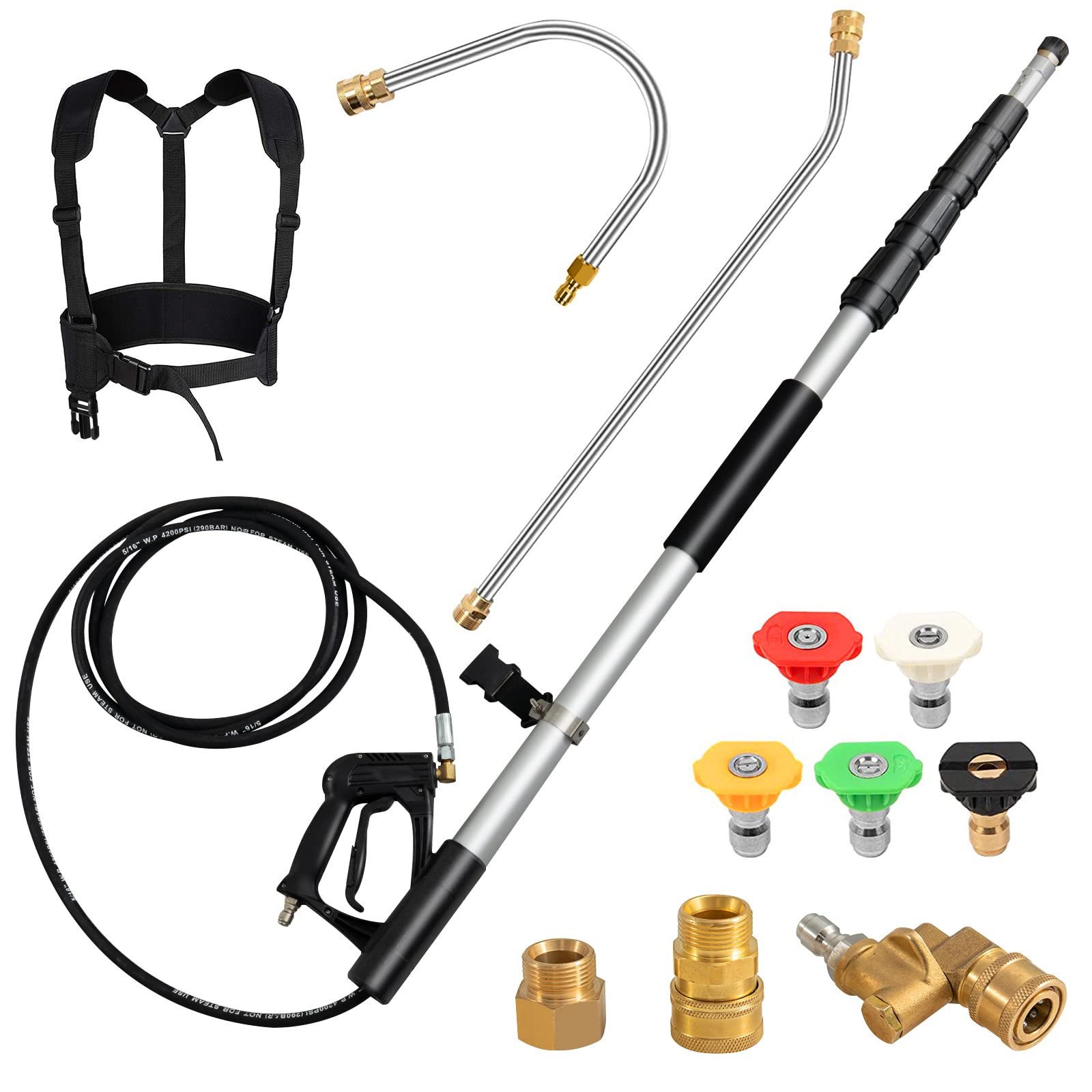 TANGZON 18FT/550cm Telescoping Pressure Washer Wand, 4000PSI High Power ...