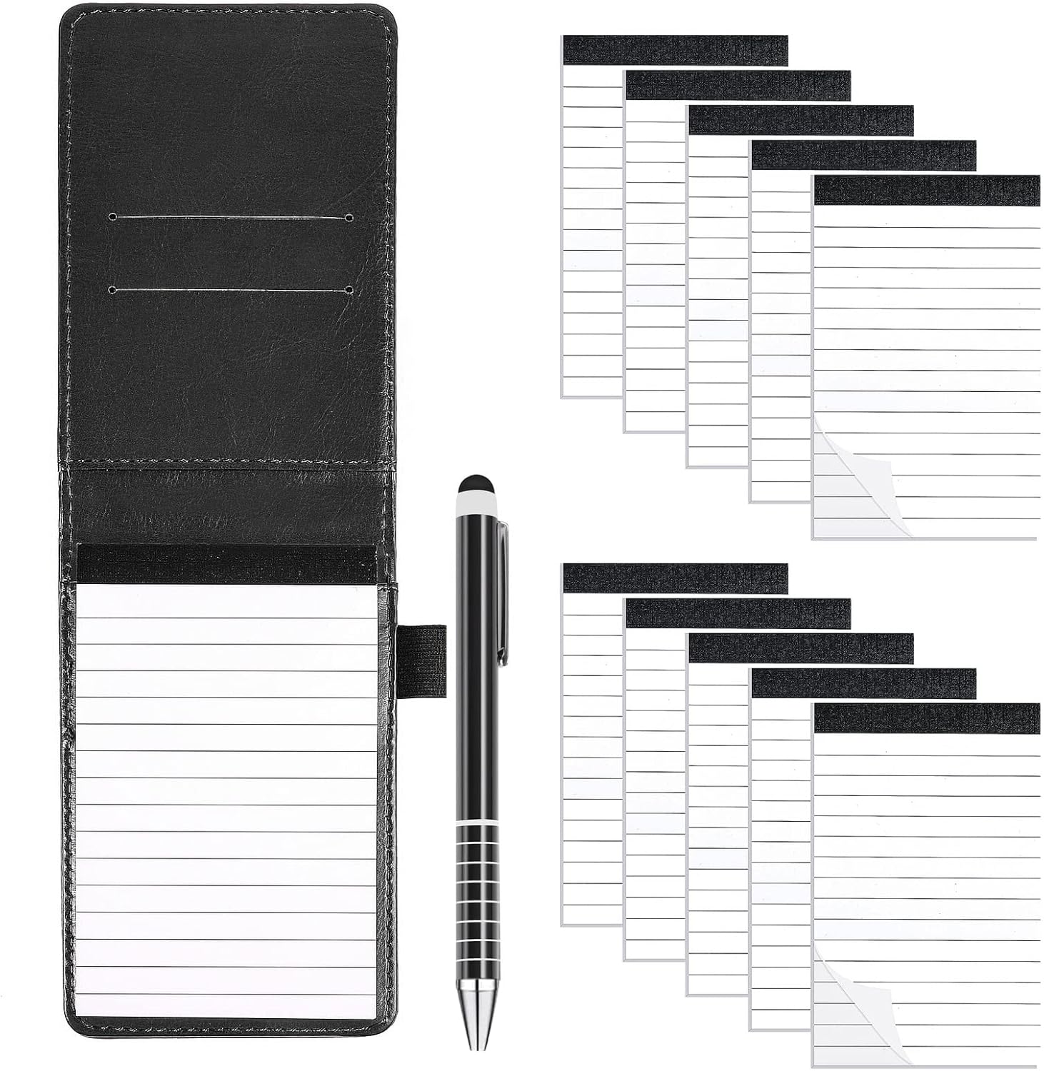 12 Pack Mini Pocket Notepad Holder Set, Small Pocket Notebook Pen ...