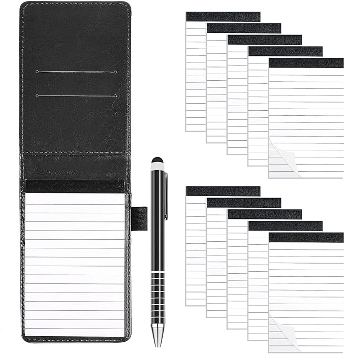 12 Pack Mini Pocket Notepad Holder Set, Small Pocket Notebook Pen ...
