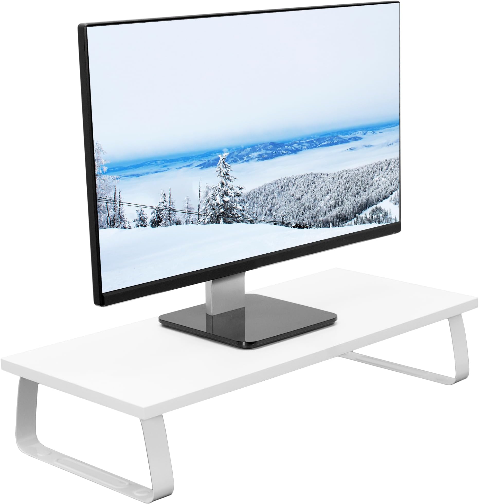 Amazon.com: BEYGORM Monitor Stand Riser White, 21.6 inch 2 Tiers Wood ...