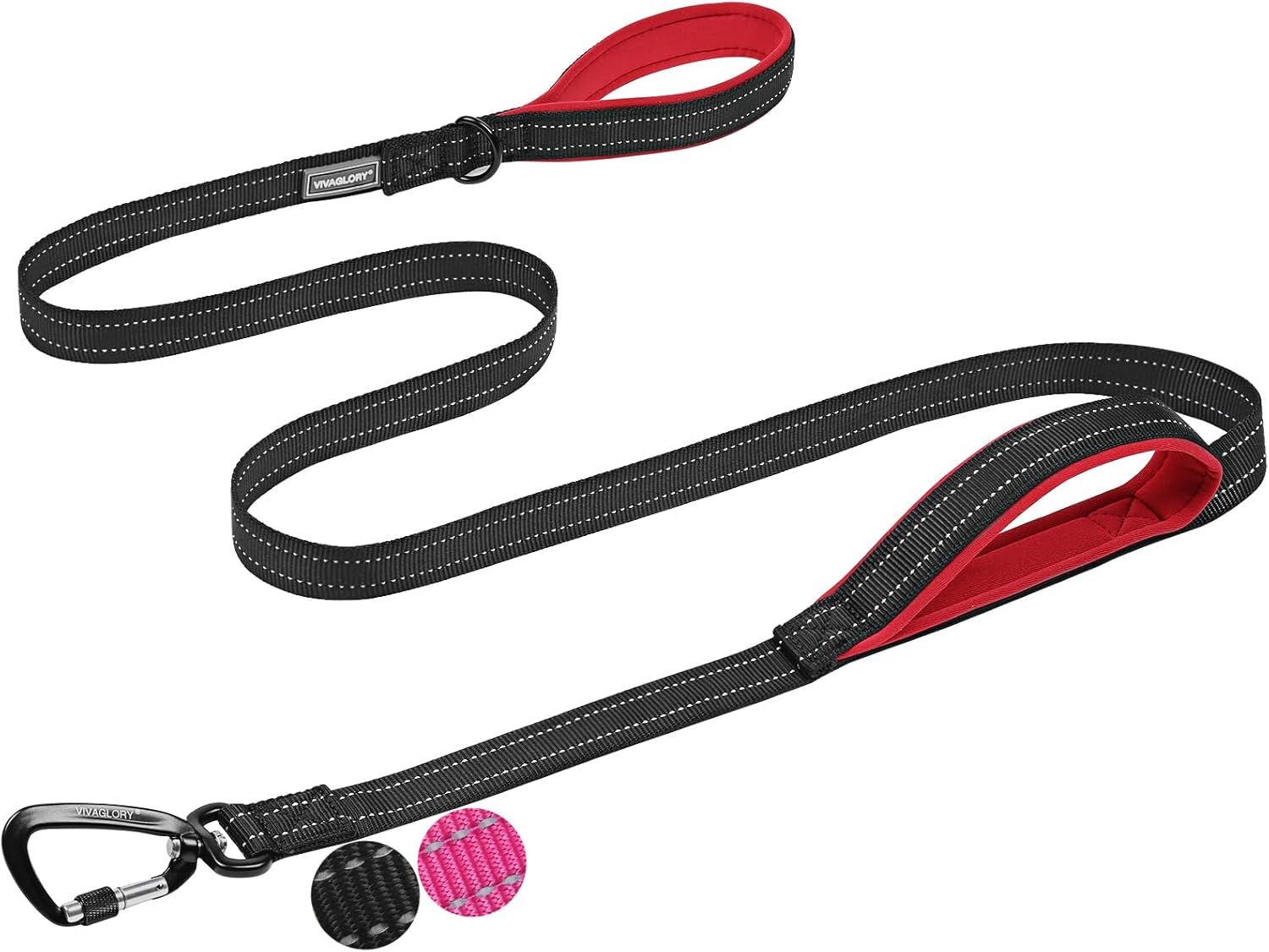 VIVAGLORY Dog Lead Lighthook Double Handle Dog Lead, Leash with Traffic ...