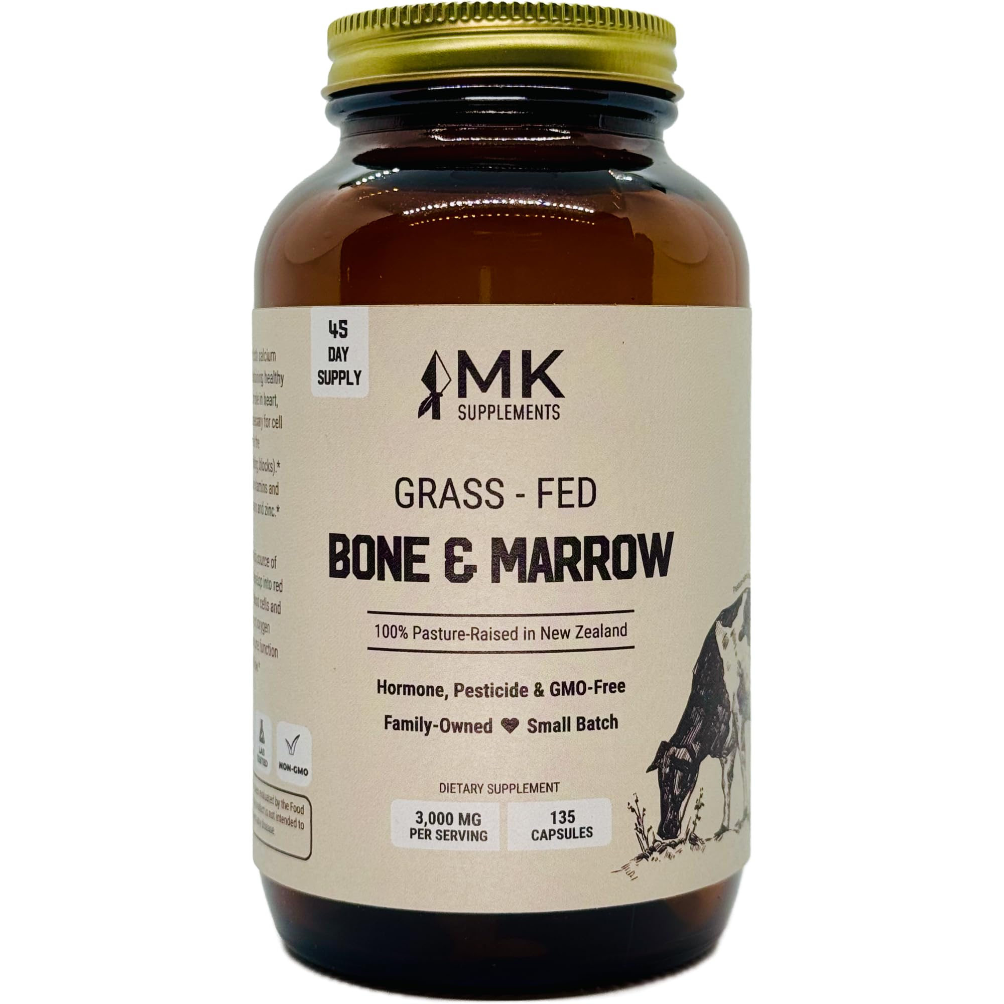 Amazon.com: MK Supplements – Grass-Fed Beef Bone & Marrow 3000 mg, Beef ...