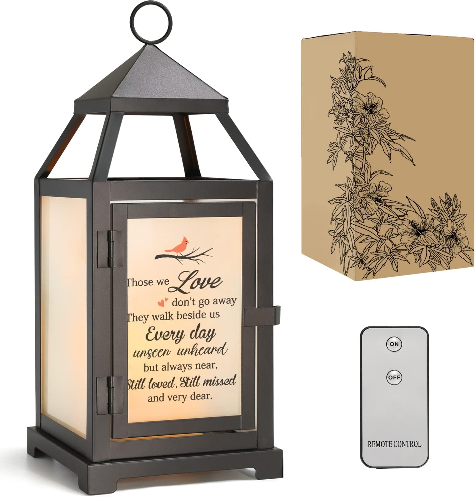 Amazon.com: Sympathy Gift Memorial Lantern with Flickering LED Candle ...