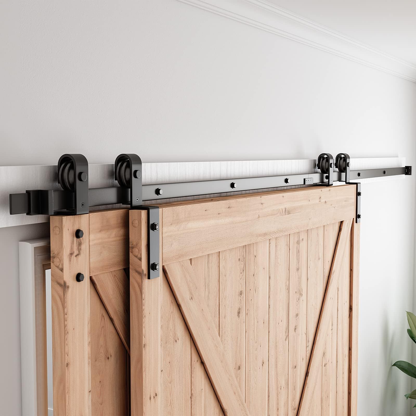 Amazon.com: ZEKOO 10FT Single Track Bypass Sliding Barn Door Hardware ...