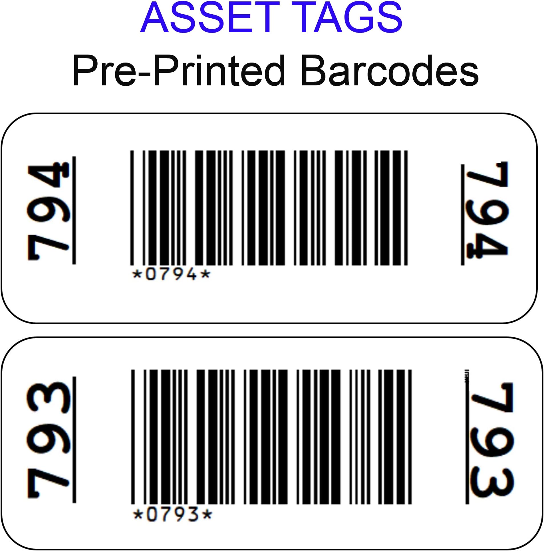 Asset Tags Pre Printed Barcode Labels Stickers 60mm x 29mm Code 39 (200 ...