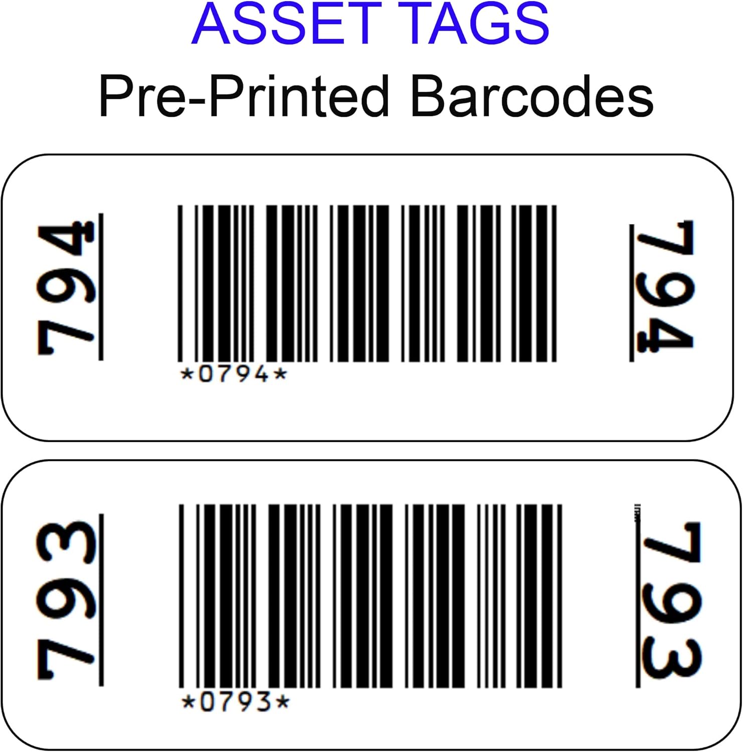 Asset Tags Pre Printed Barcode Labels Stickers 60mm x 29mm Code 39 (200 ...