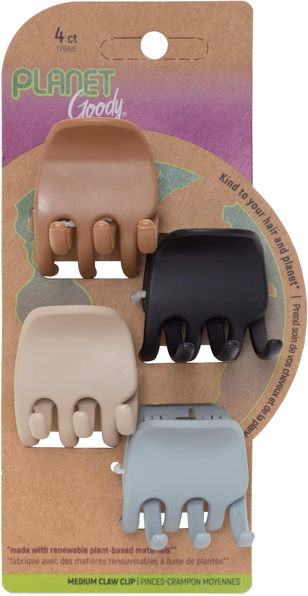 Amazon.com : GOODY Planet Heritage Medium Claw Clips - 4-Pack, Assorted ...