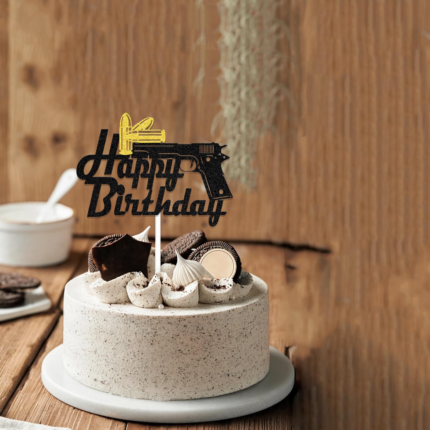 Snapklik.com : Pistol Shooting Birthday Party Cake Decoration Gun Happy ...