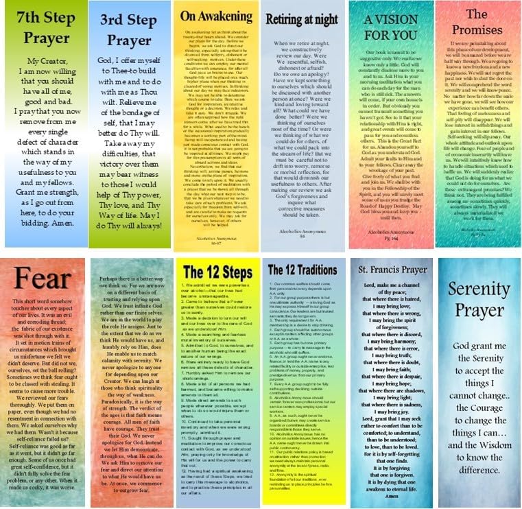 Amazon.com: AA/ 12 Step Bookmarks- Sobriety Gifts - 12 Double-Sided ...