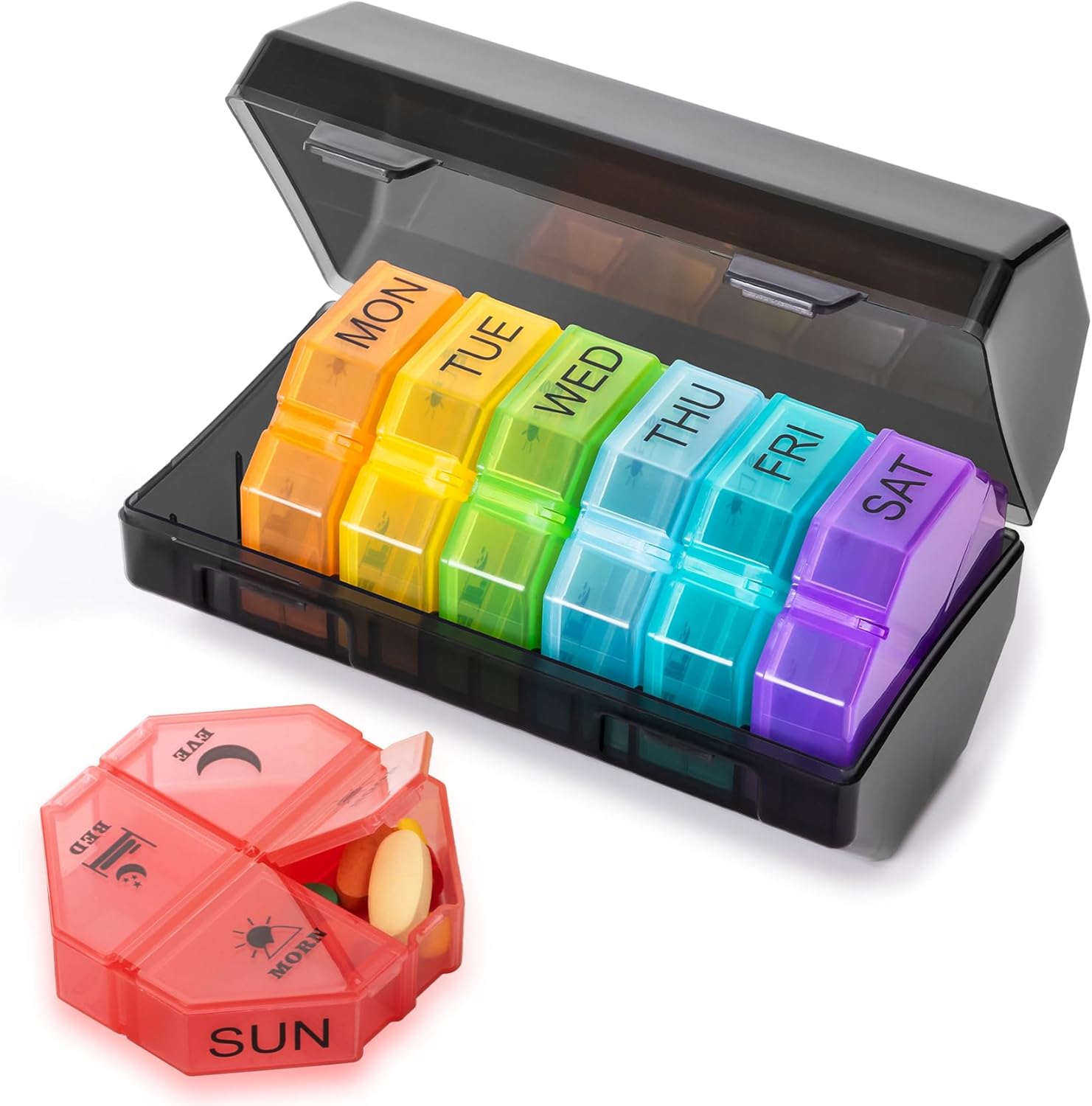 Amazon.com: Weekly Pill Organizer 4 Times a Day, Large Pill Box 7 Day ...