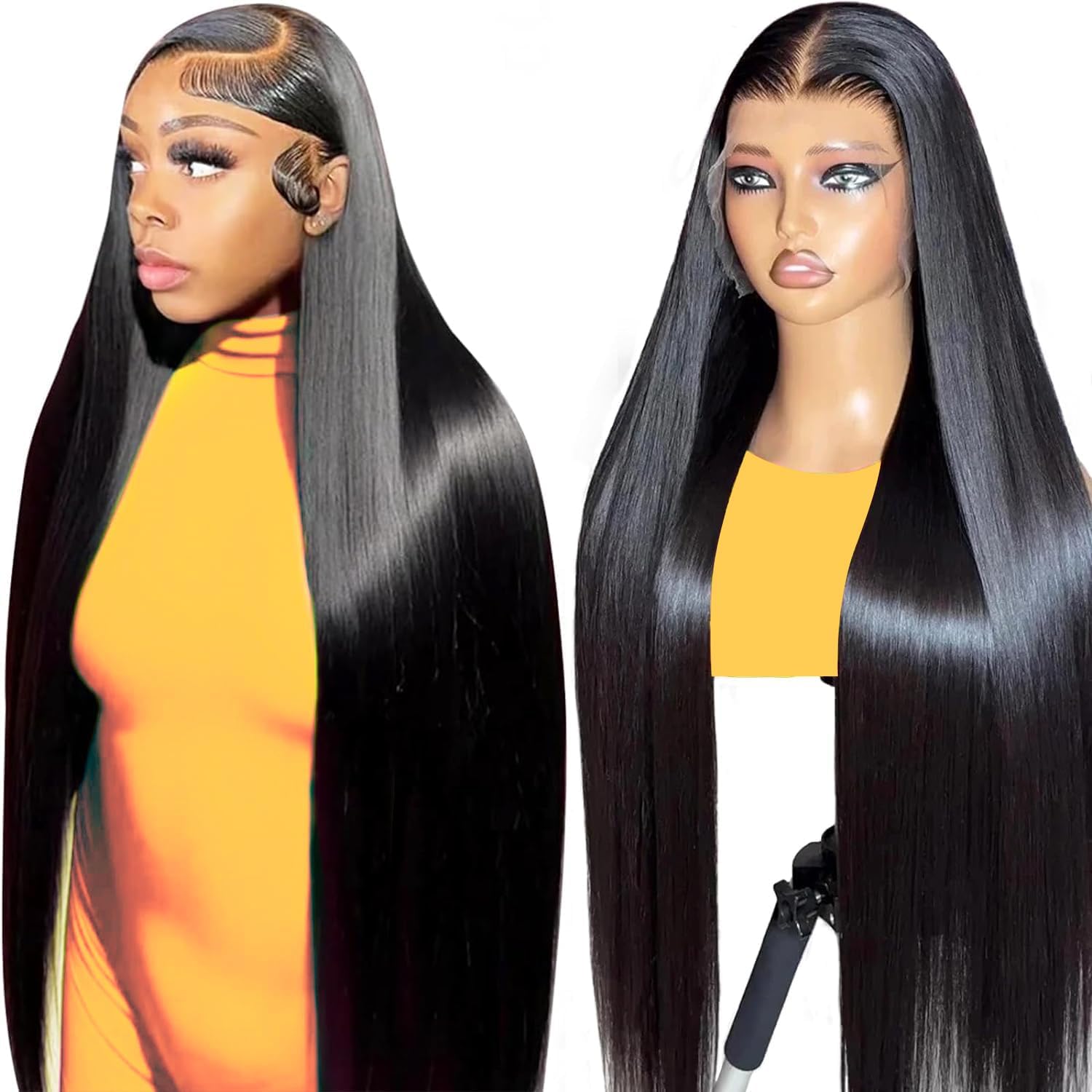 13x6 Straight HD Lace Front Human Hair Wig, 20 Inch Brazilian Virgin ...