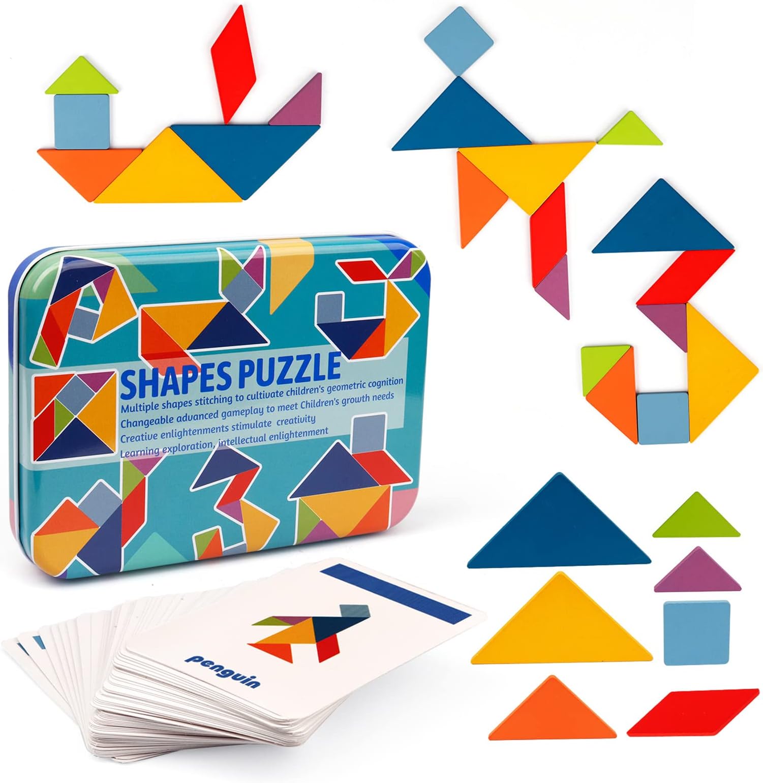 Coogam Travel Tangram Puzzle with 3 Set of Magnetic Tangram - Road Trip ...