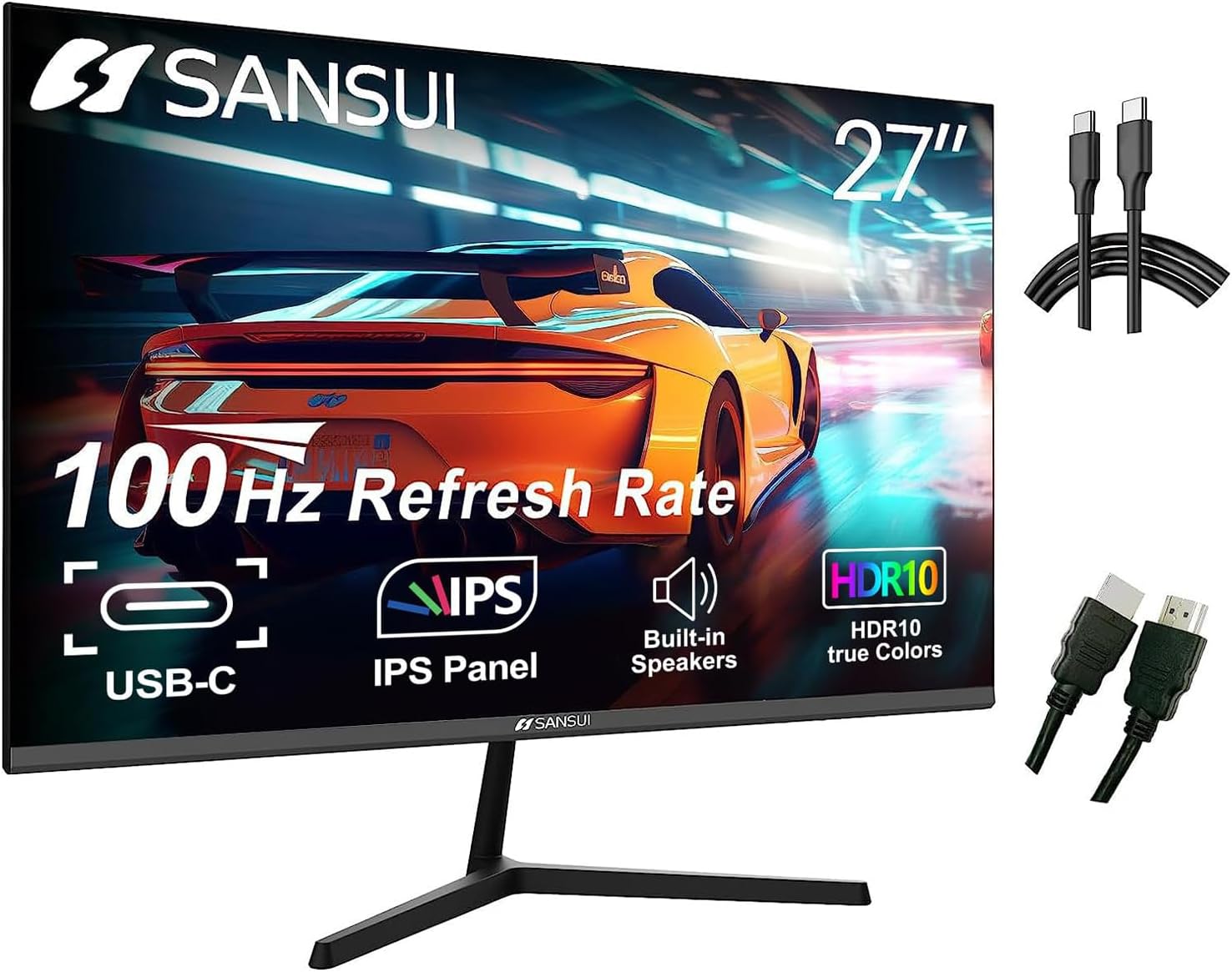 Amazon.com: SANSUI 27 Inch Monitor with Built-in Speakers, IPS USB Type ...