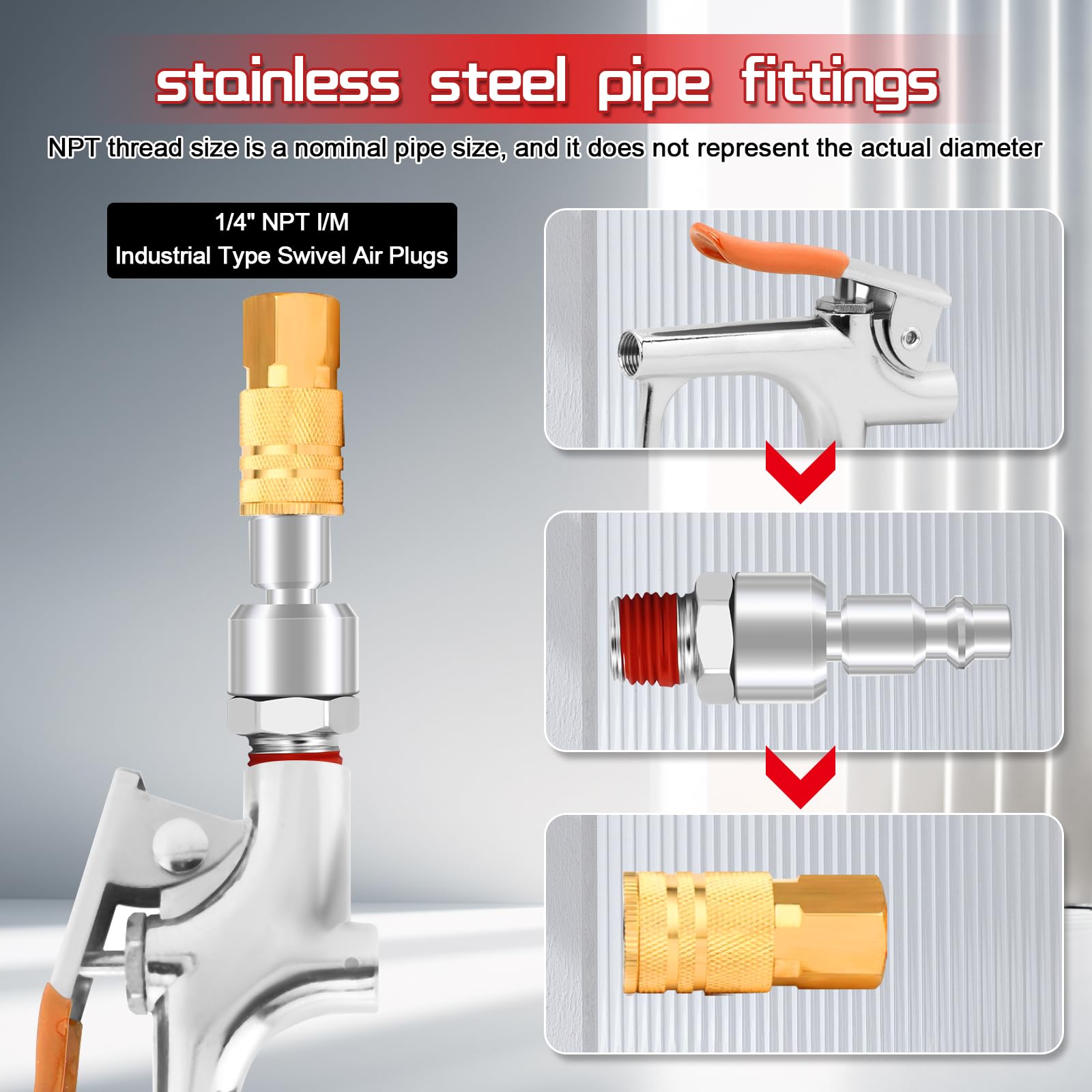 Snapklik.com : 3 Way Air Hose Splitter,Red Air Manifold,Air Compressor ...