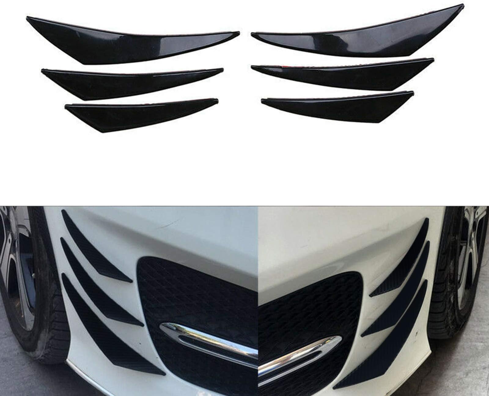 Artudatech 6pcs Universal Black Fiber Car/Auto Front Bumper Fins ...