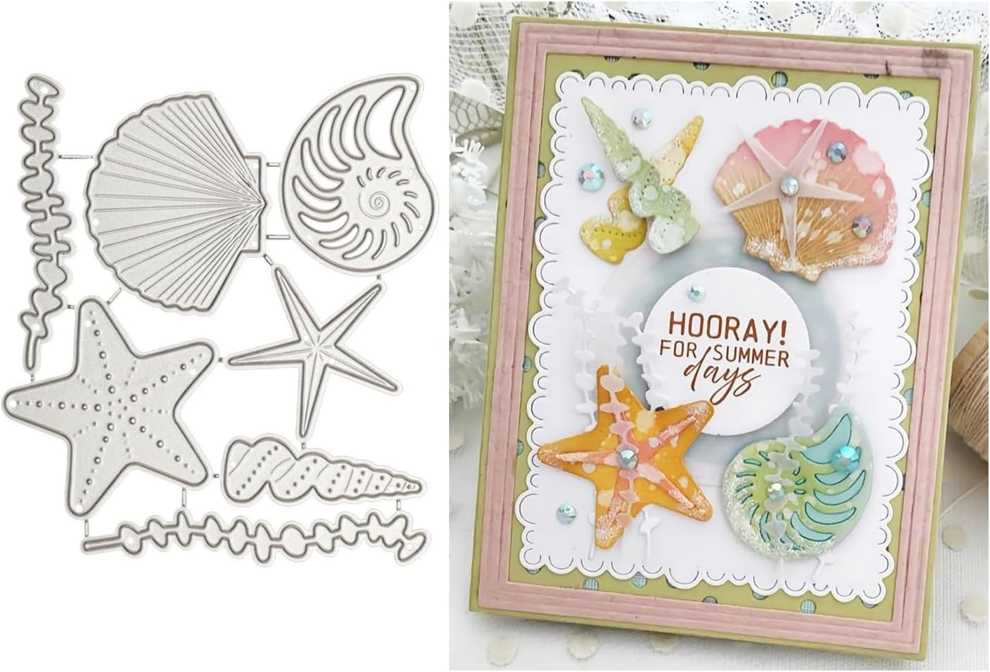 Amazon.com: Shell Starfish Die Cuts for Card Making,Metal Cutting Dies ...