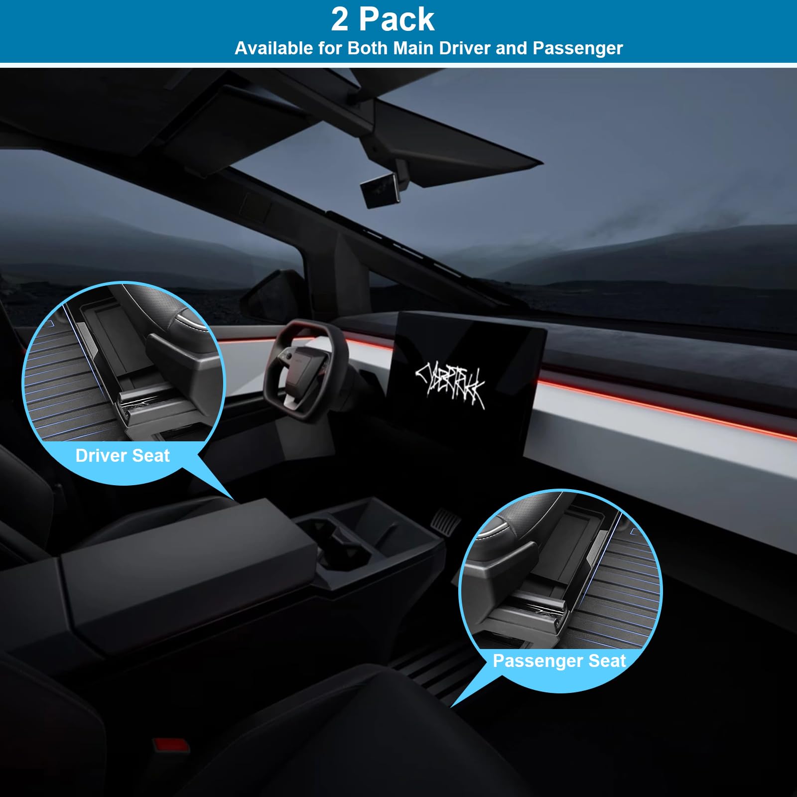 Tesla Cybertruck Front Under Seat Storage Box With Silicone Pad For ...