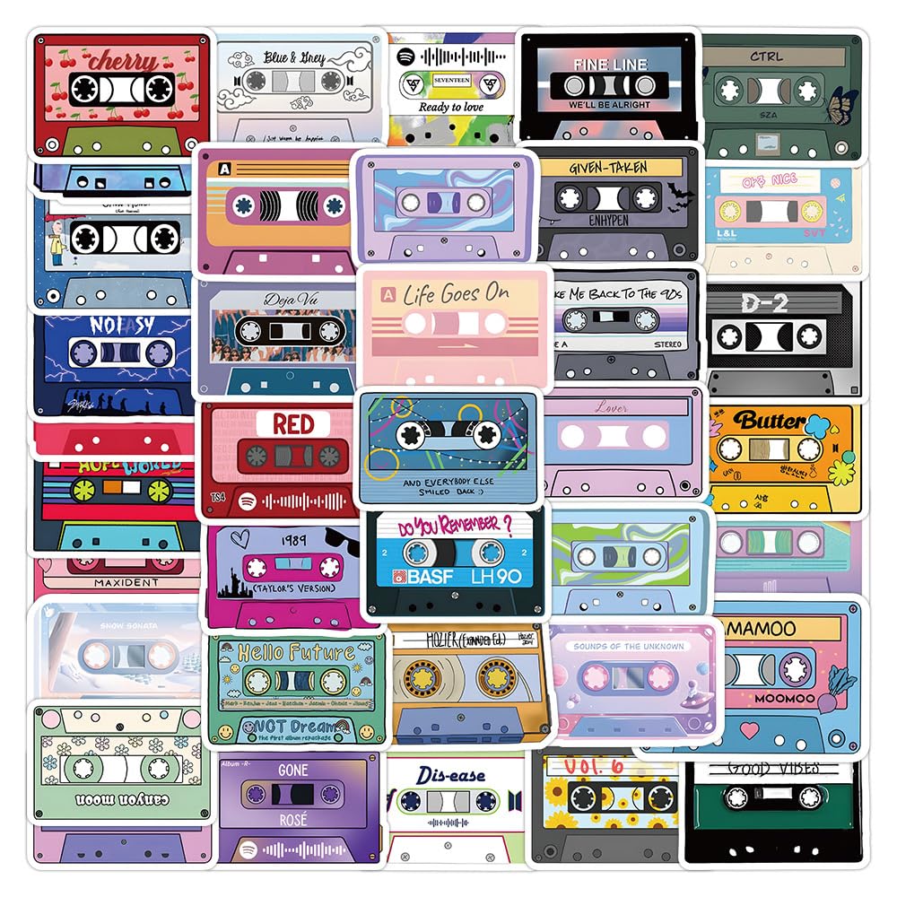 Amazon.com: Cassette Sticker - 50 PCS Music Stickers Cute Aesthetic ...