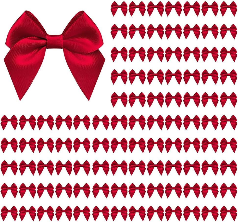 Amazon.com: Sumind 48 Pieces Christmas Bow Mini Red Ribbon Bow Tie 3 ...