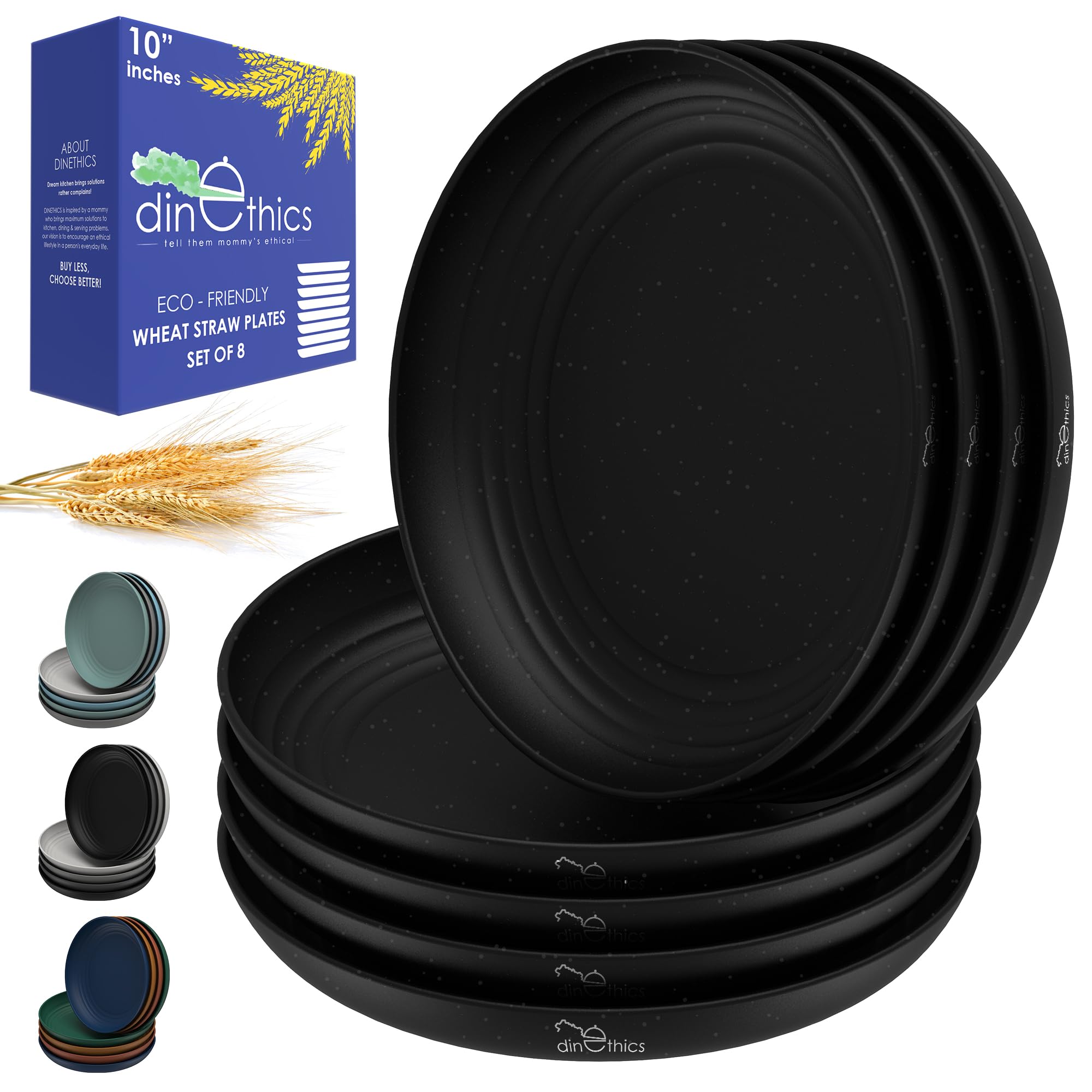 Amazon.com | DINETHICS 8 Wheat Straw Plates 10 inch - Camping Plates ...