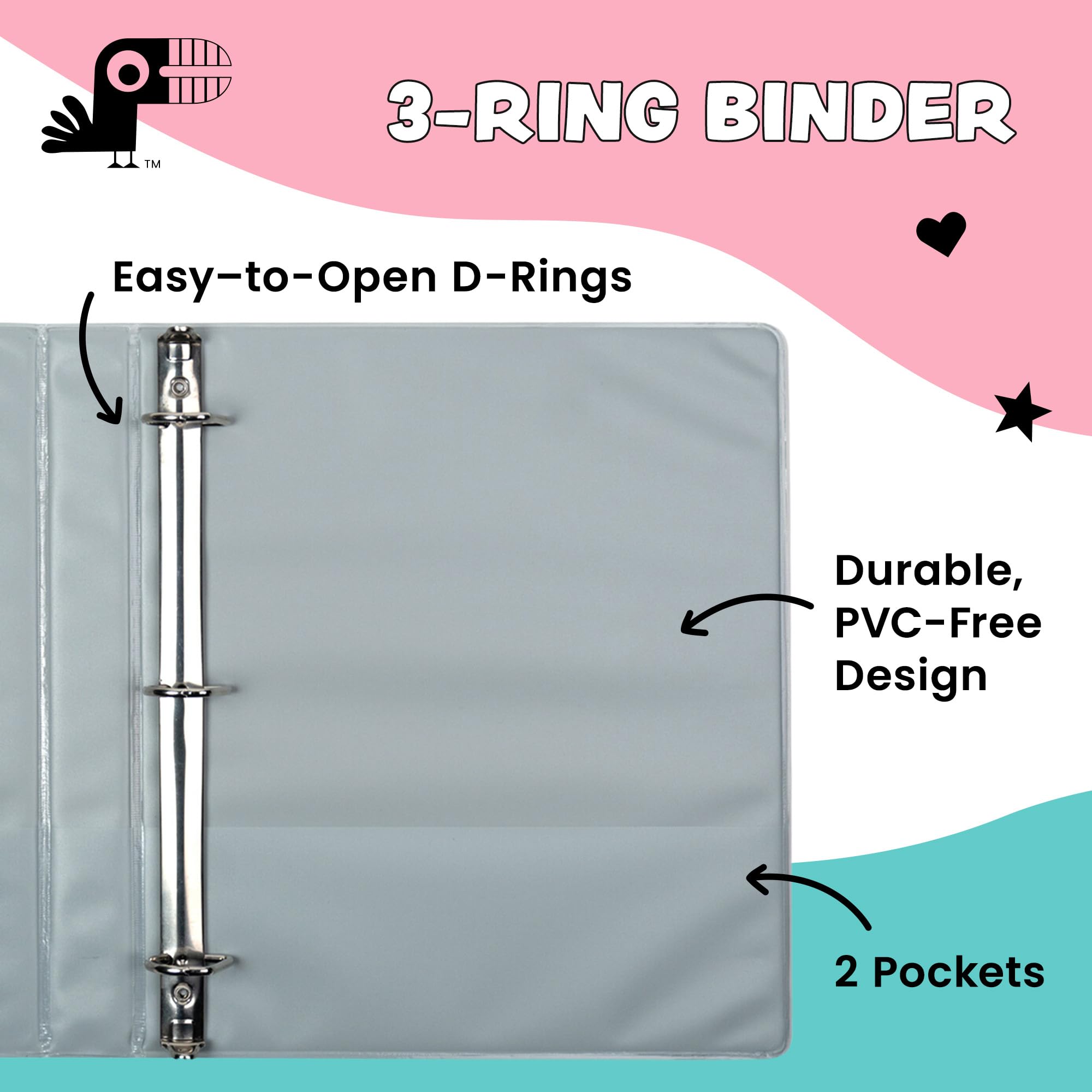 Snapklik.com : Yoobi 1 Inch Binder Marble Design, Gray Color 3-Ring Binder