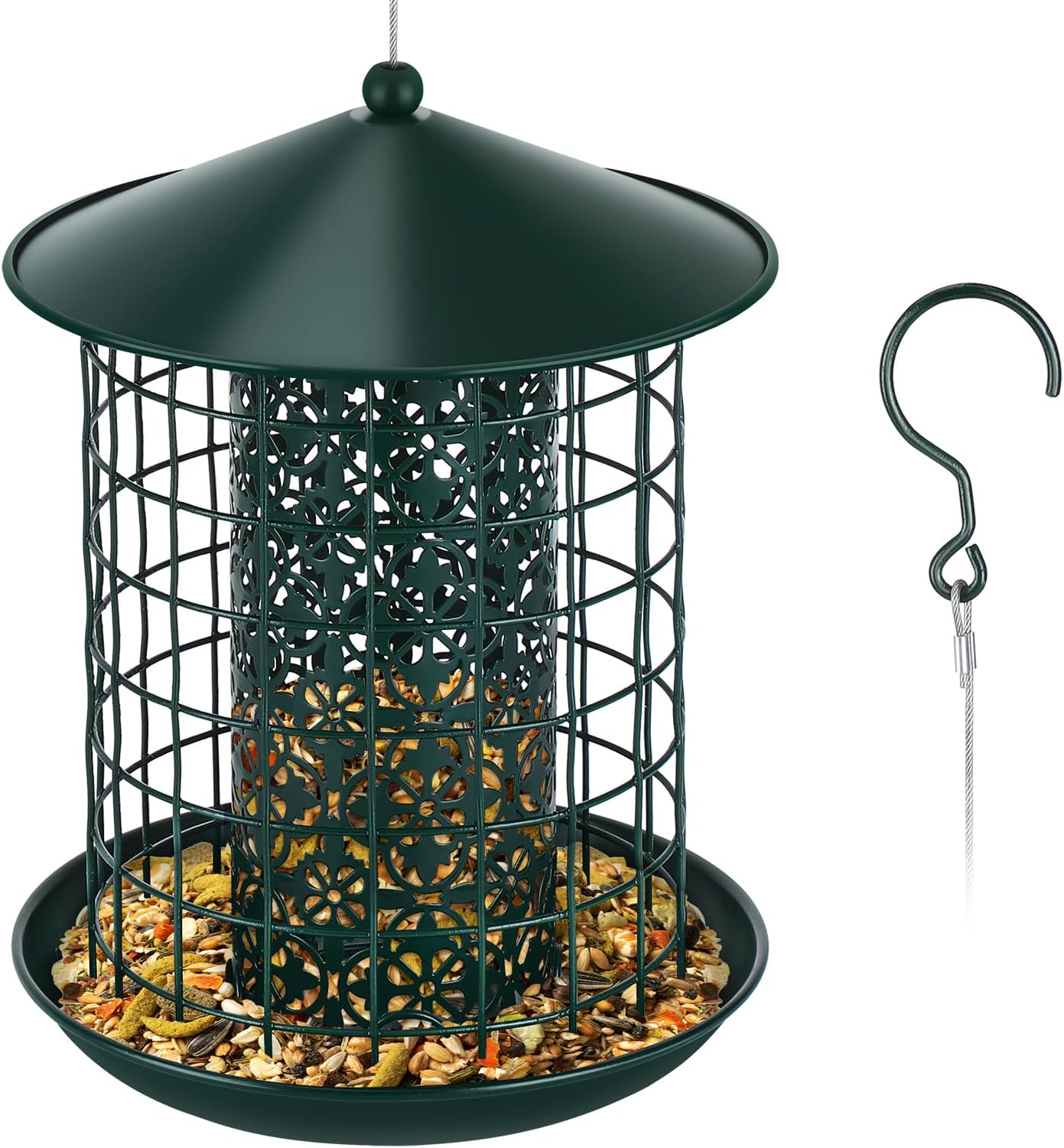 zerotop Metal Bird Feeders, 8.2in Bird Feeders Hanging for Small Birds Squirrel Proof Wild Bird ...