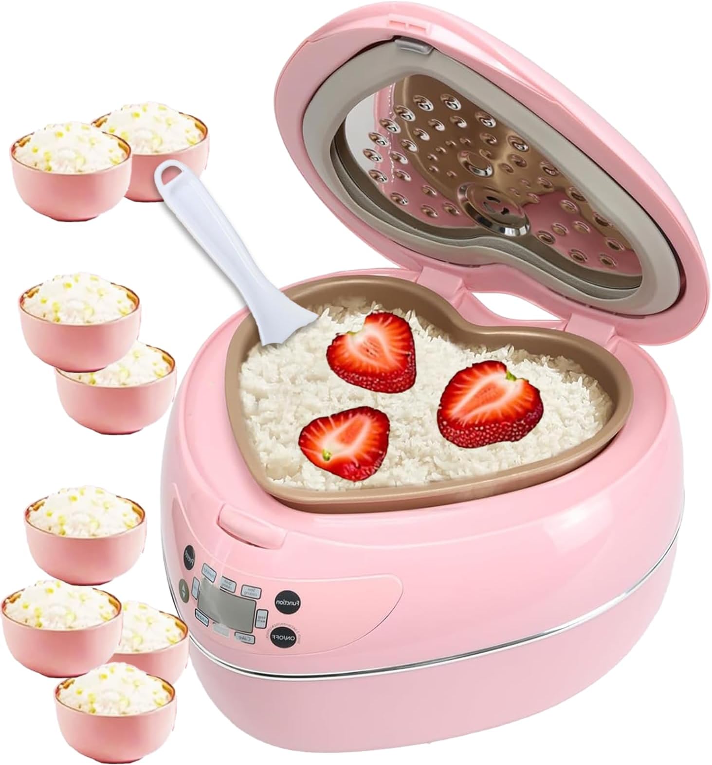 Amazon.com: Peach Heart Shape Smart Rice Cooker 300W 1.8L, Portable 6 ...