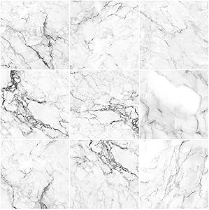 15cm 50pcs White Marble Wall Tile Stickers Peel and Stick Backsplash ...