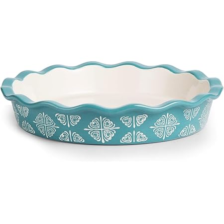Amazon.com: Wisenvoy Pie Pan Ceramic Pie Dish Blue Pie Plate Porcelain ...