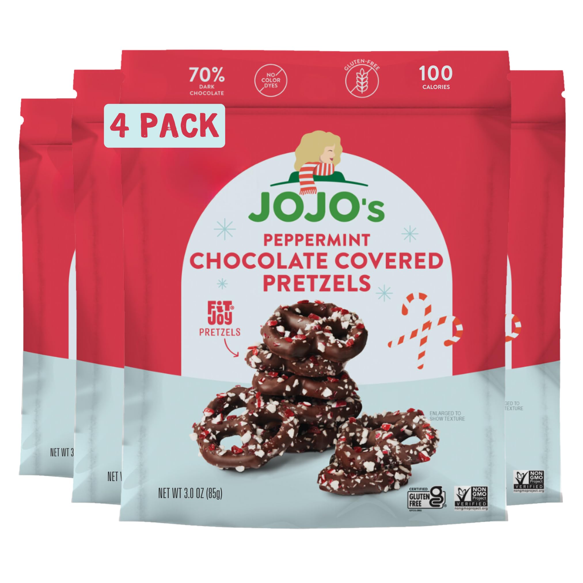 Amazon.com: JOJO's Peppermint Dark Chocolate Covered Pretzels, Healthy ...