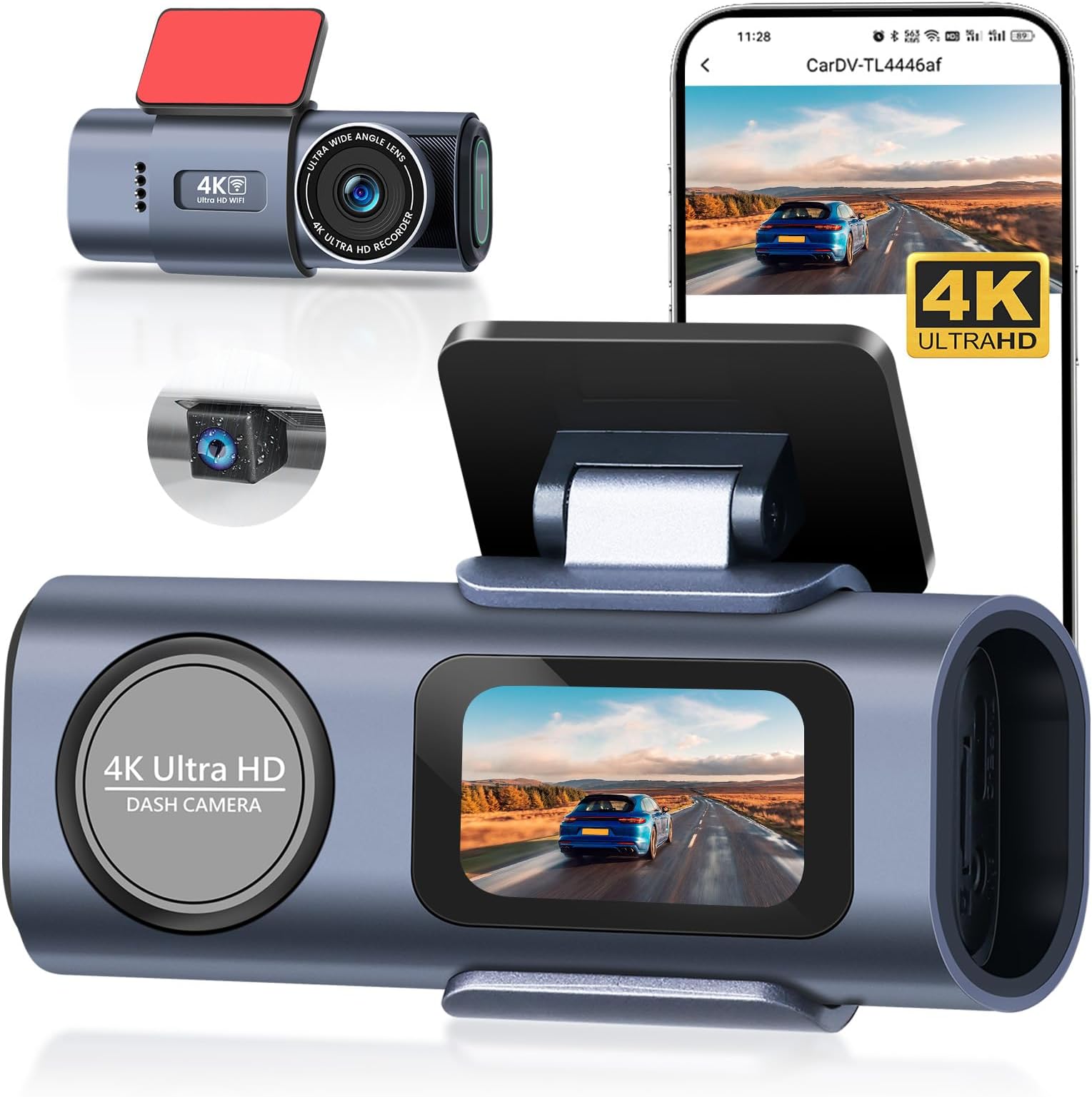 Amazon.com: 4K Dual Dash Cam WiFi HD Car Dash Cam Front and Rear, Mini ...