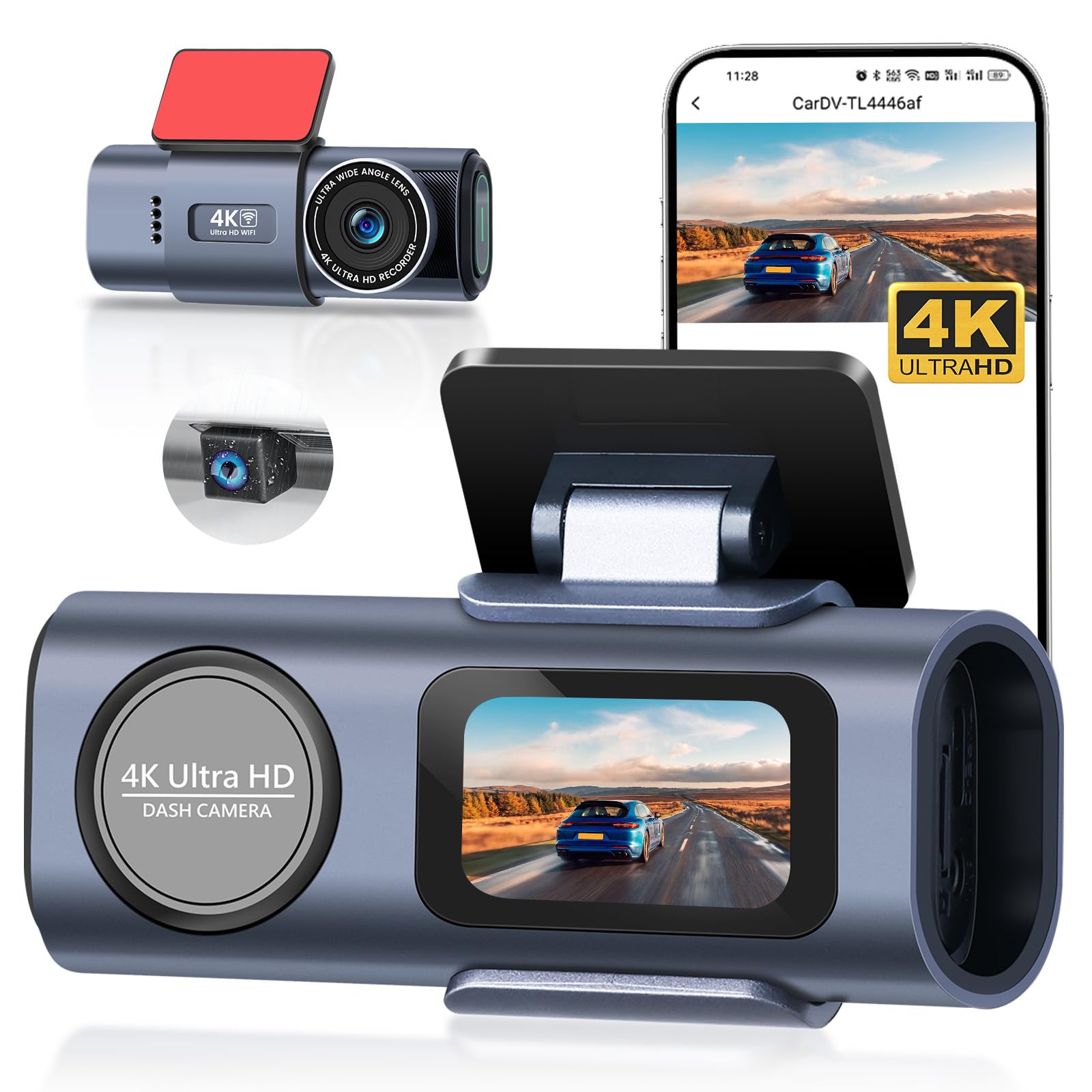 Amazon.com: 4K Dual Dash Cam WiFi HD Car Dash Cam Front and Rear, Mini ...