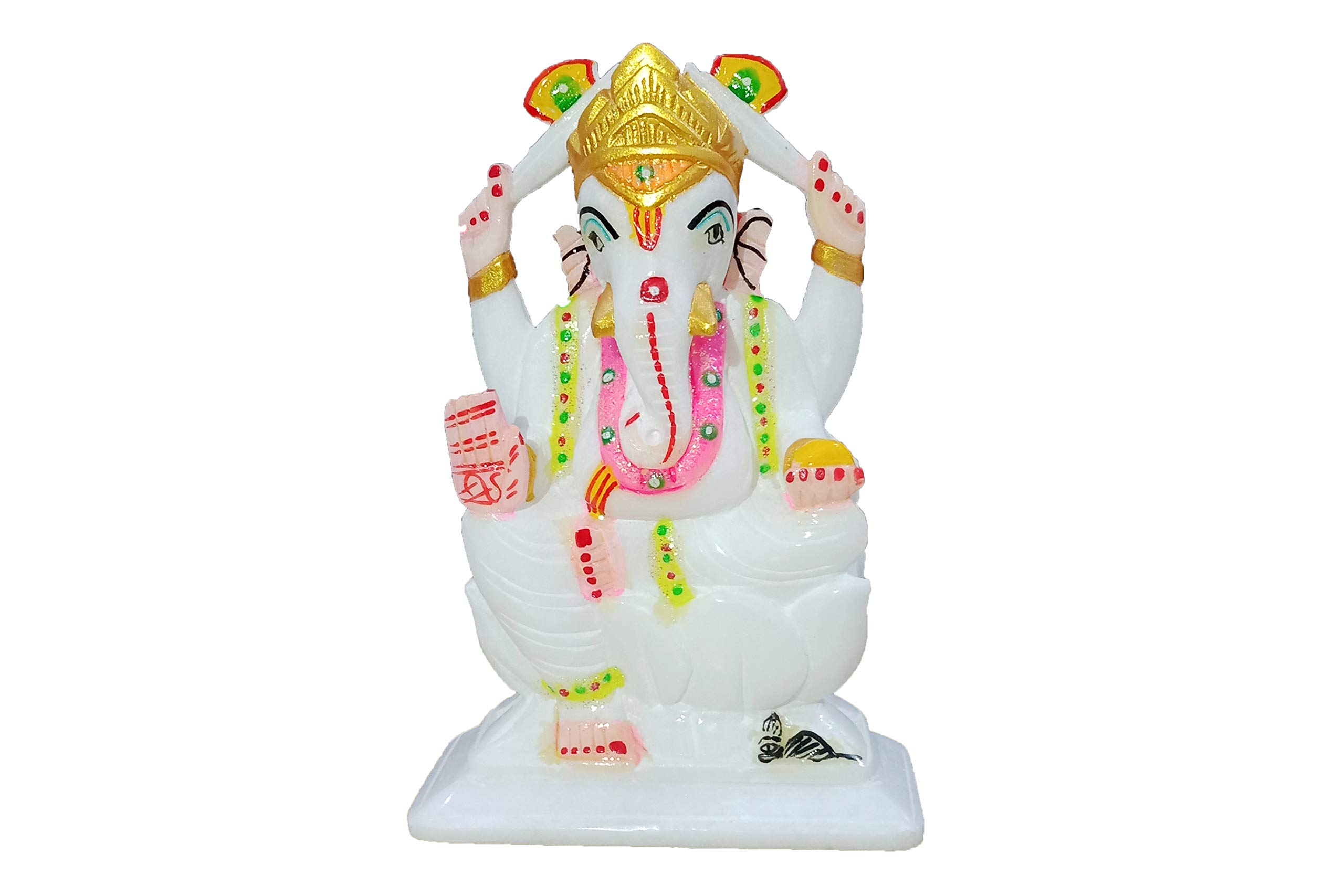 Amg Lord Ganesha White Gold Marble Dust Idol God Ganpati | Desertcart Kenya