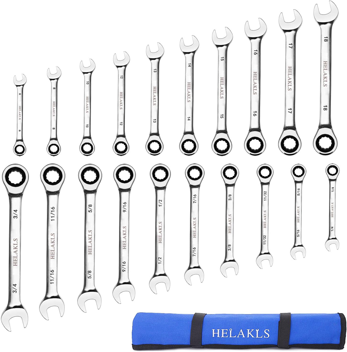 Bestgle 10Pcs 4-11mm(Metric) Ratcheting Wrench Set, Mini Combination ...