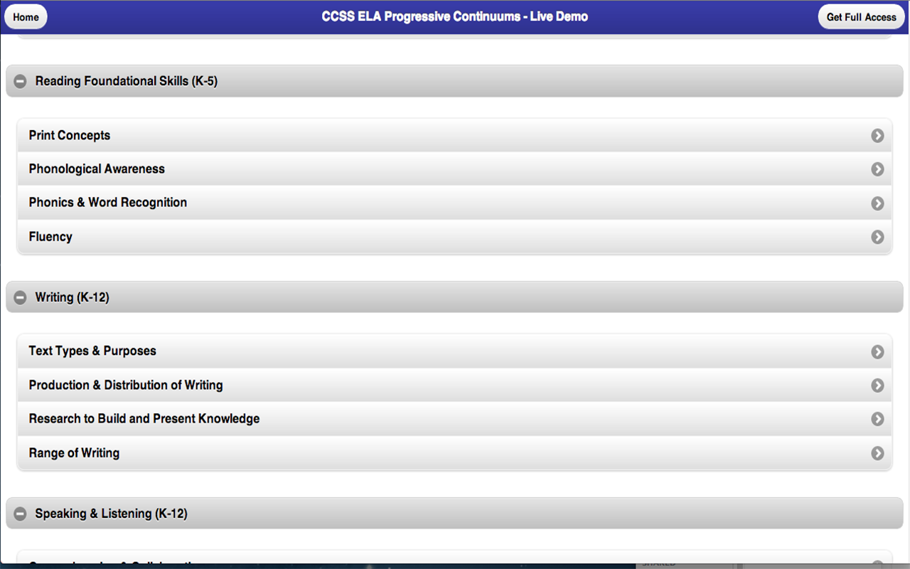 CCSS ELA Progressive Continuums - App on Amazon Appstore