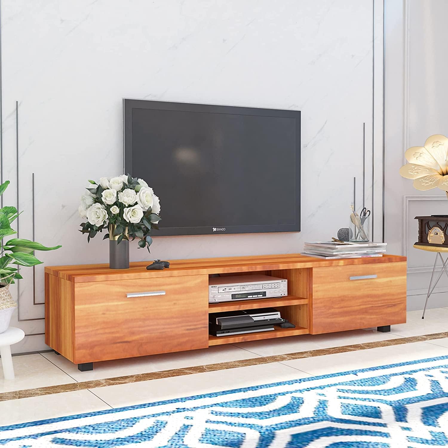 Amazon.com: JOYSOURCE TV Stand with UV High Glossy Front Modern ...