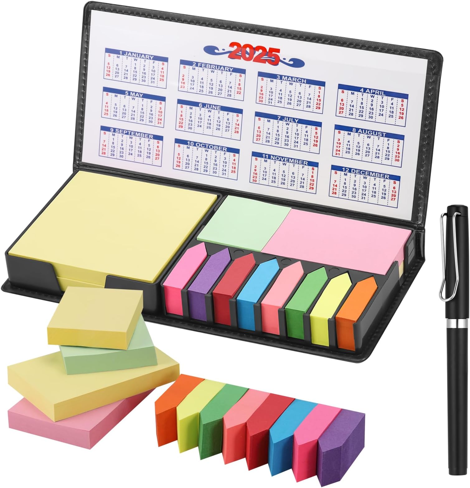 JIANTA 2200 Pcs Sticky Notes with Pen Set, Colourful Removable Adhesive ...