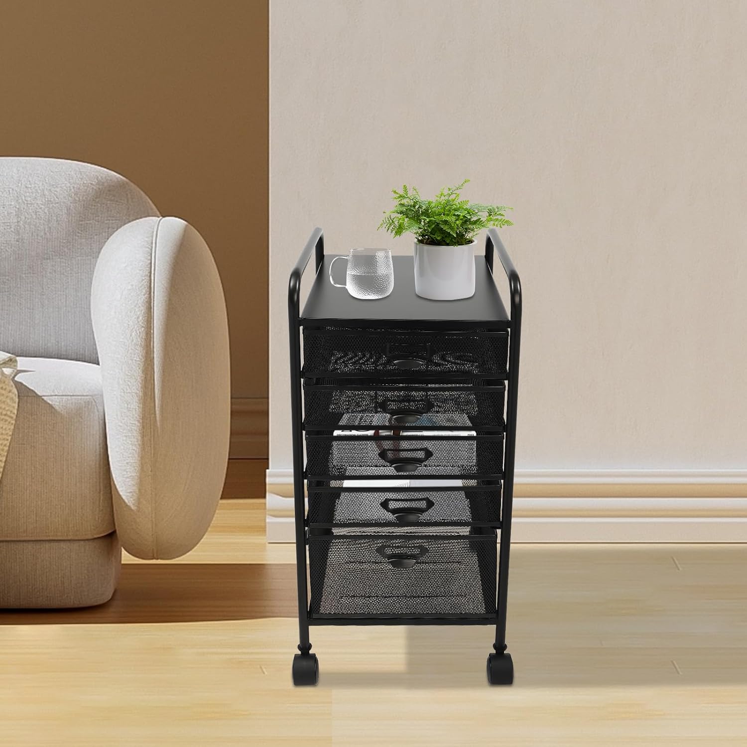 Amazon.com: YIYIBYUS Rolling File Cabinet,Rolling Utility Cart ...