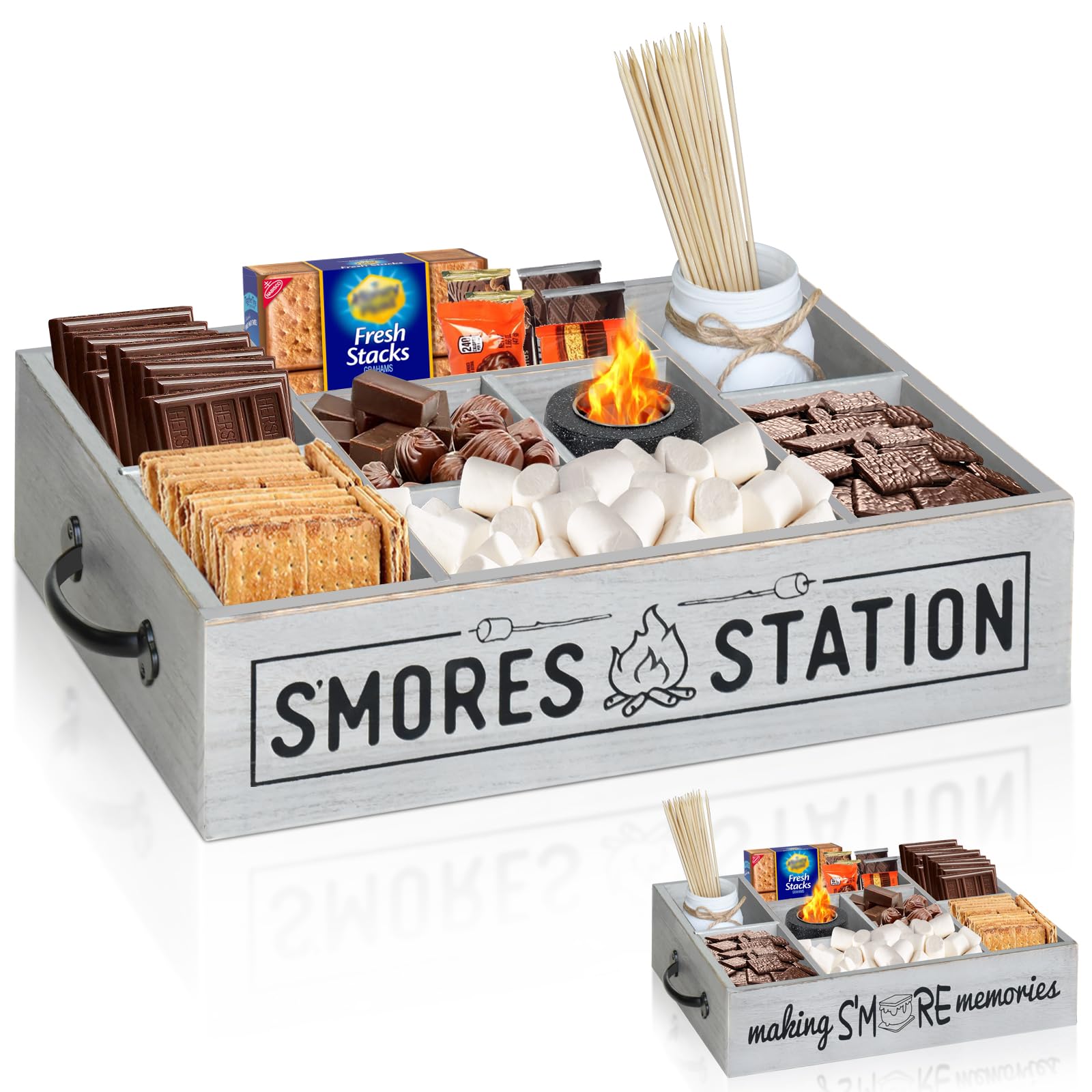 Amazon.com: S'Mores Station With Mason Jar & Smores Sticks, S'mores Bar ...