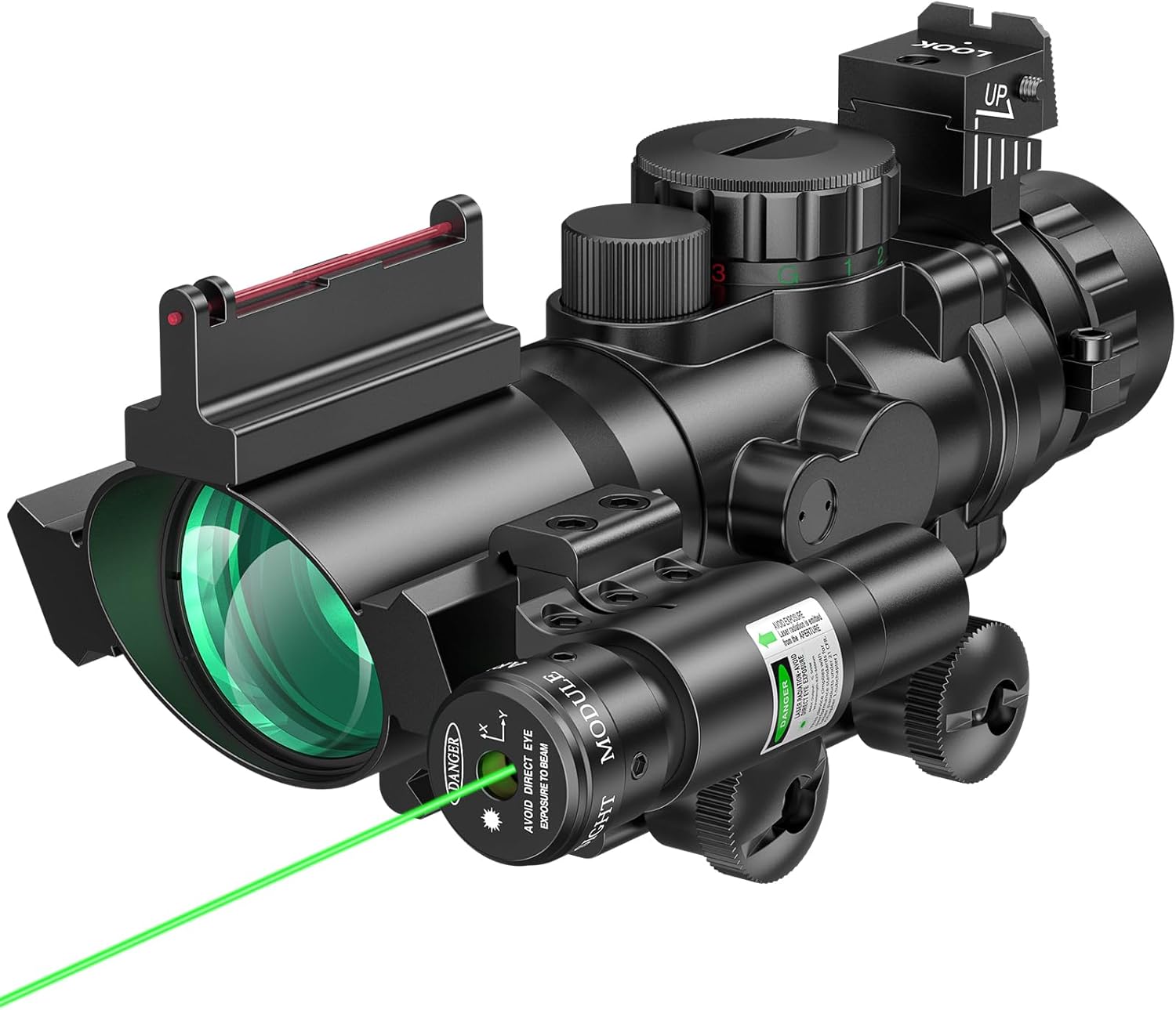 Amazon.com : MidTen 4x32 Prism Tactical Rifle Scope Red & Green & Blue ...