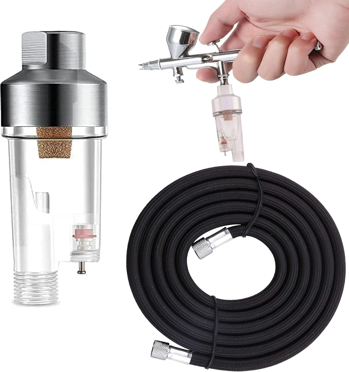 Airbrush Hose Kit with Airbrush Filter, 1.8 Meter Black Air Hose with ...