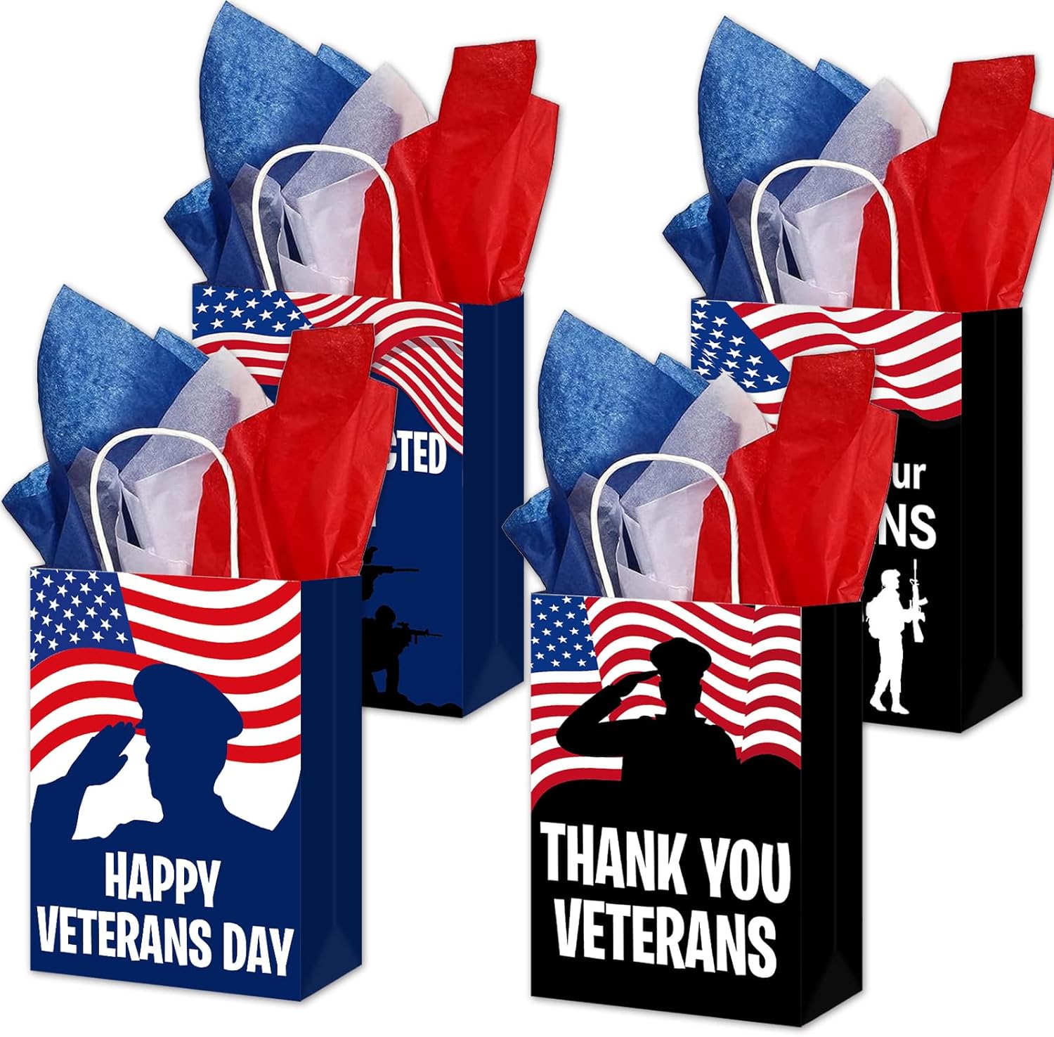 Amazon.com: HABDJILTY 18Pcs Veterans Day Party Gift Bags, Thank You ...