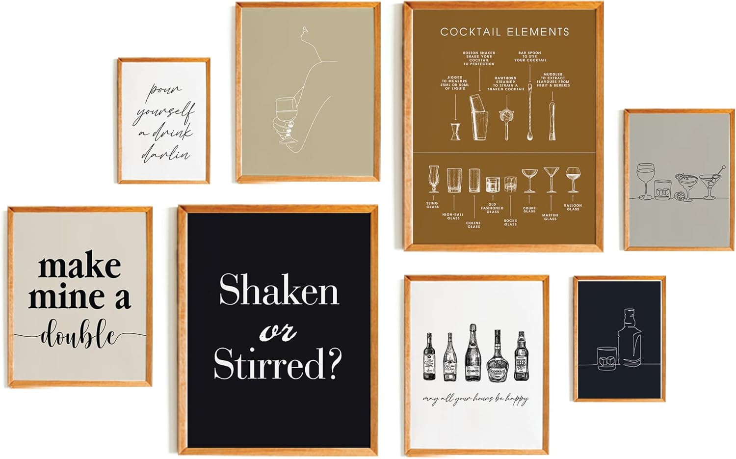 Amazon.com: Whiskey Posters For Men Gallery Wall Set Of 8 Bar Cart ...