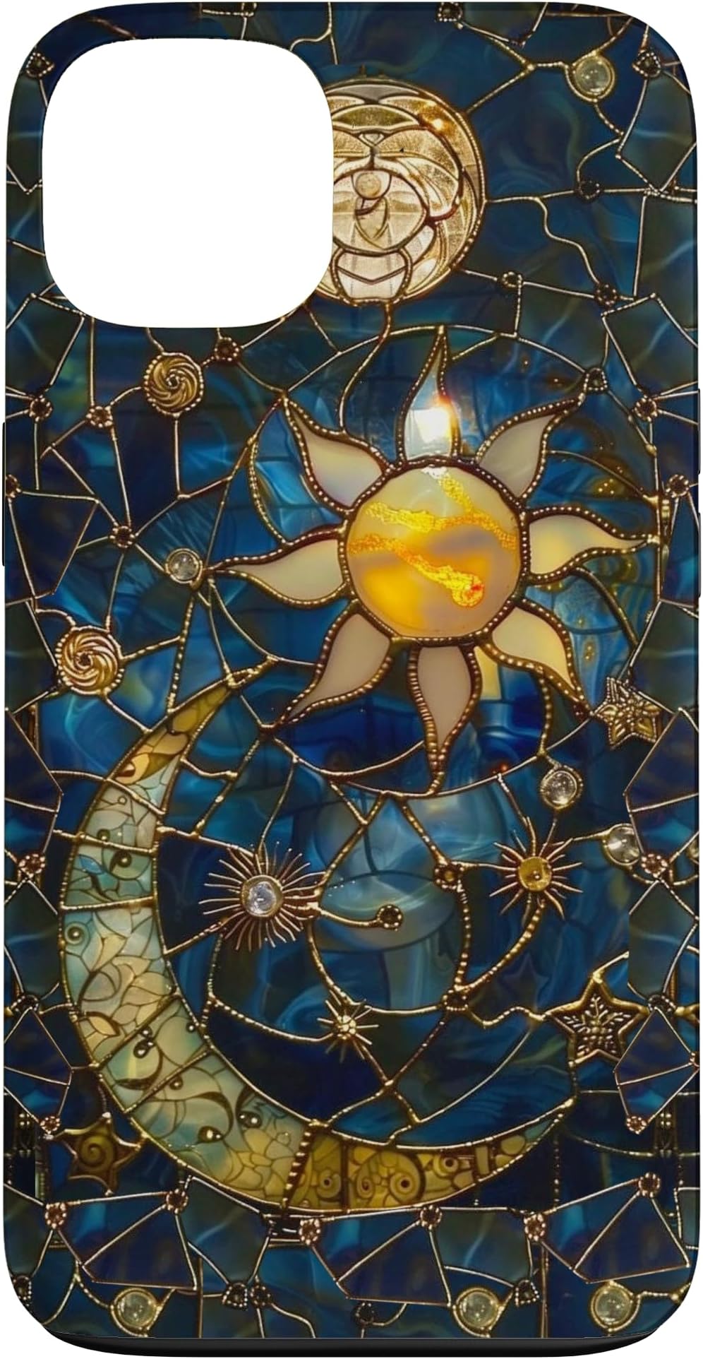 Amazon.com: iPhone 13 Celestial Sun Moon Star Stained Glass Effect Art ...