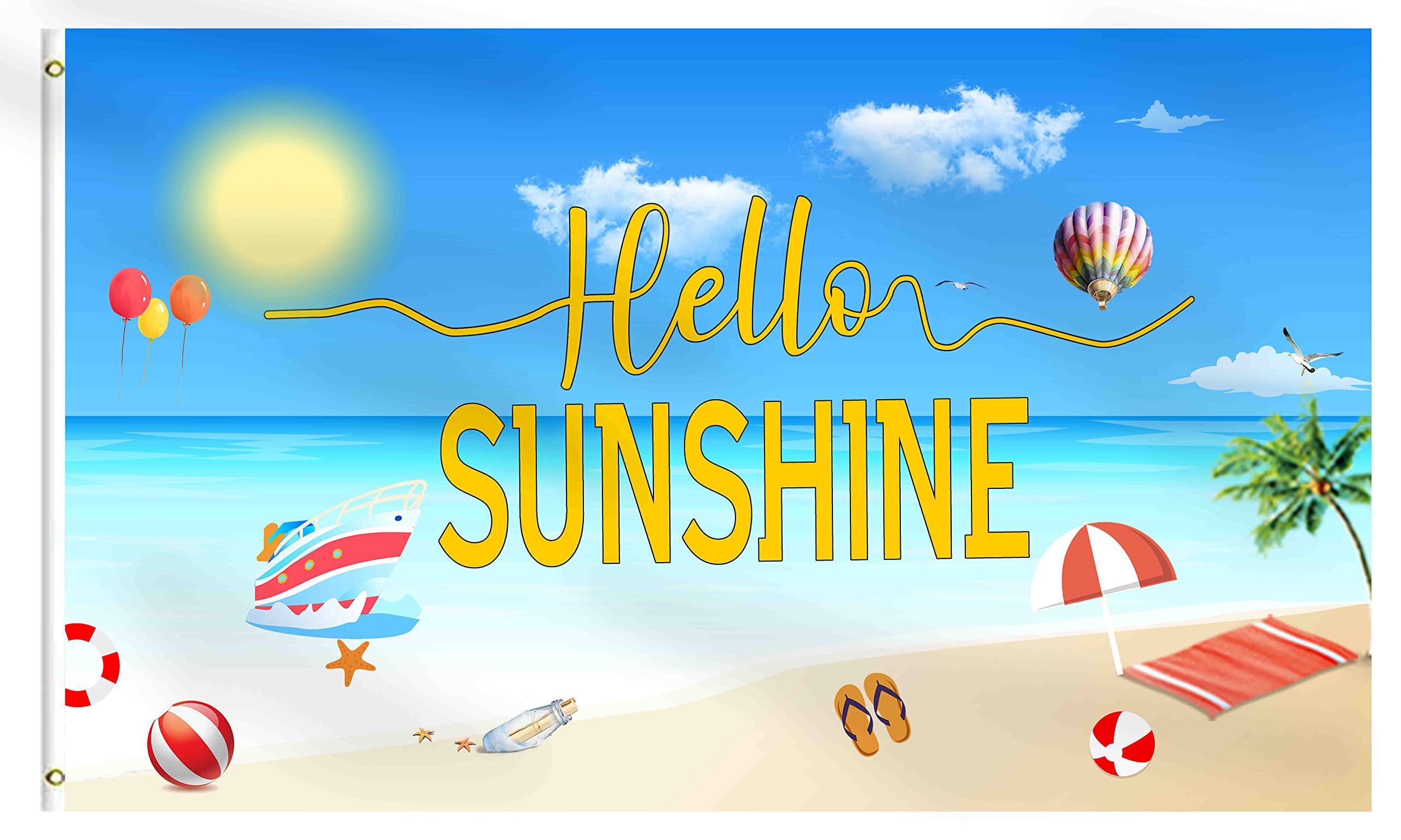 Amazon.com : Hello Sunshine Summer Flag 3x5 Ft,Summer Beach Decorations ...